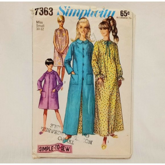 Simplicity | Office | Misses Women Robe Nightgown Simplicity 7363 ...